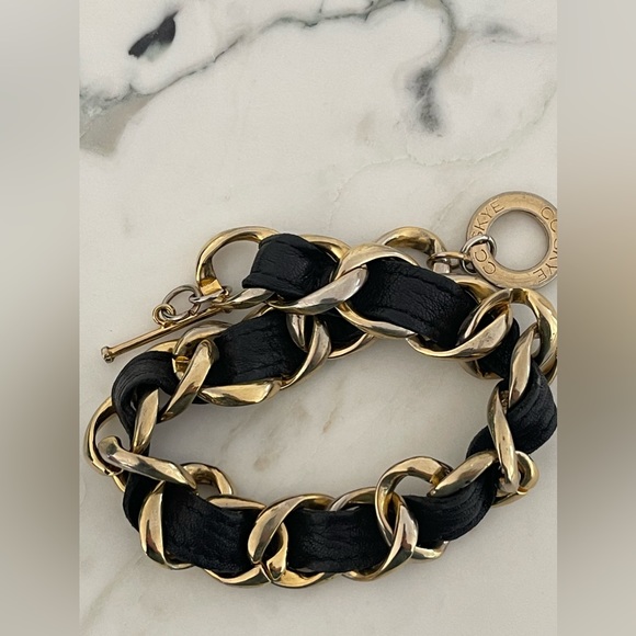 CC Skye | Jewelry | Cc Skye Black Leather And Gold Bracelet | Poshmark
